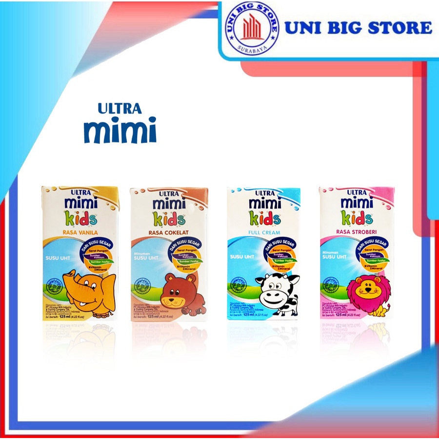 Jual ULTRA MIMI susu UHT Milk 125 ml Vanila Strawberry Coklat Full ...
