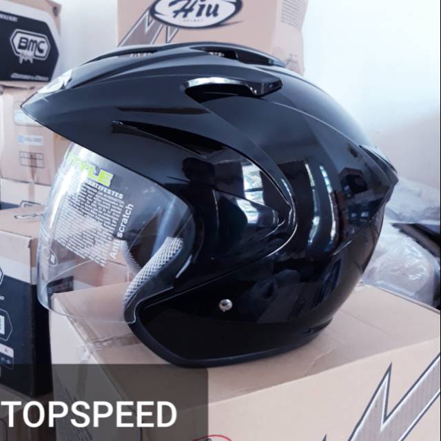 Helm Hiu arrow 2visor hitam glosy | Shopee Indonesia