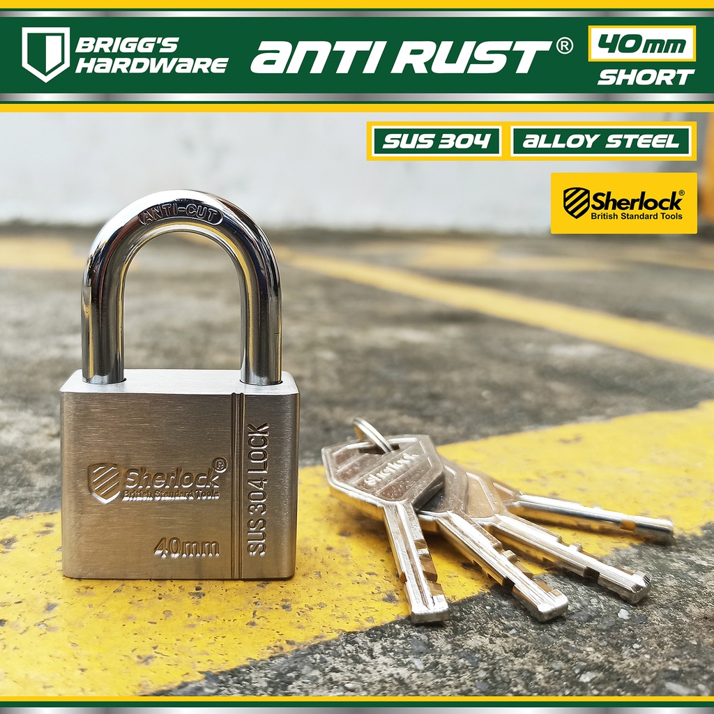 Jual SHERLOCK Gembok ANTI RUST 40 mm pendek -Stainless Steel 304 anti ...
