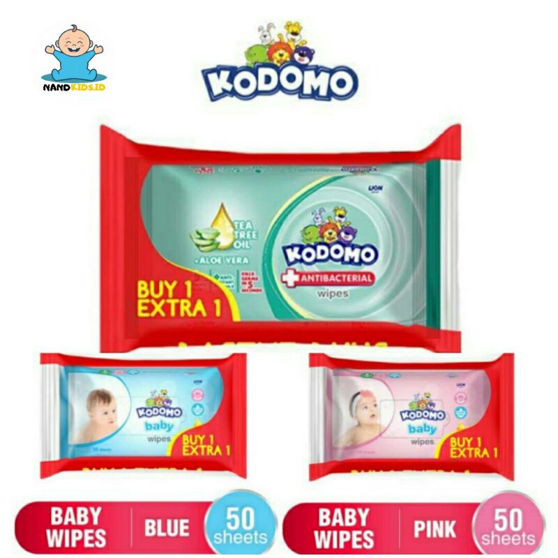 Jual Tisu Basah Kodomo 50+50 Sheets/ Baby wipes Kodomo Buy 1 Get 1 Free ...