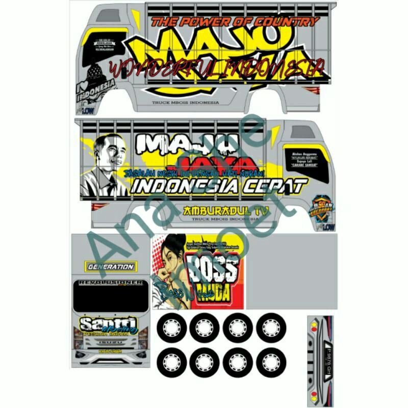 Jual Stiker miniatur TRUK oleng 30cm yang lagi viral ST0002 | Shopee ...