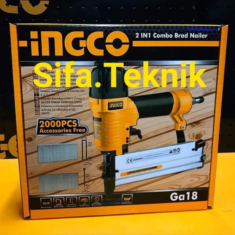 Jual Ga 18 Mesin Paku Tembak Angin INGCO Staples 2 in 1 Hekter Paku ...