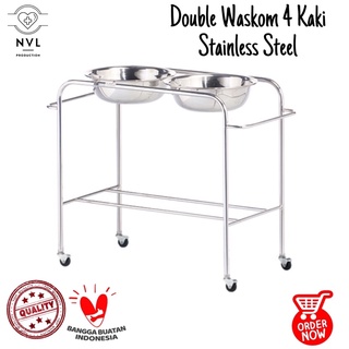Jual Troli Trolley Double Waskom Klinik Rumah Sakit 4 Kaki Stainless ...