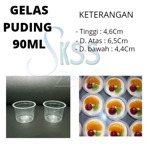 Jual Gelas Plastik Bening 65 ml / 90 ml Cup Agar Puding Jelly Eskrim 65ml / 90ml isi 50 Pcs ...