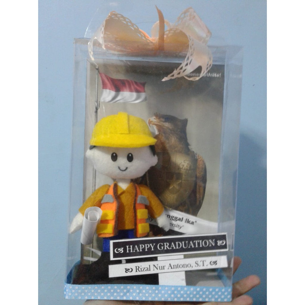 Jual Boneka Hadiah Boneka Wisuda Keren Lucu Model Pakai Helm | Shopee ...