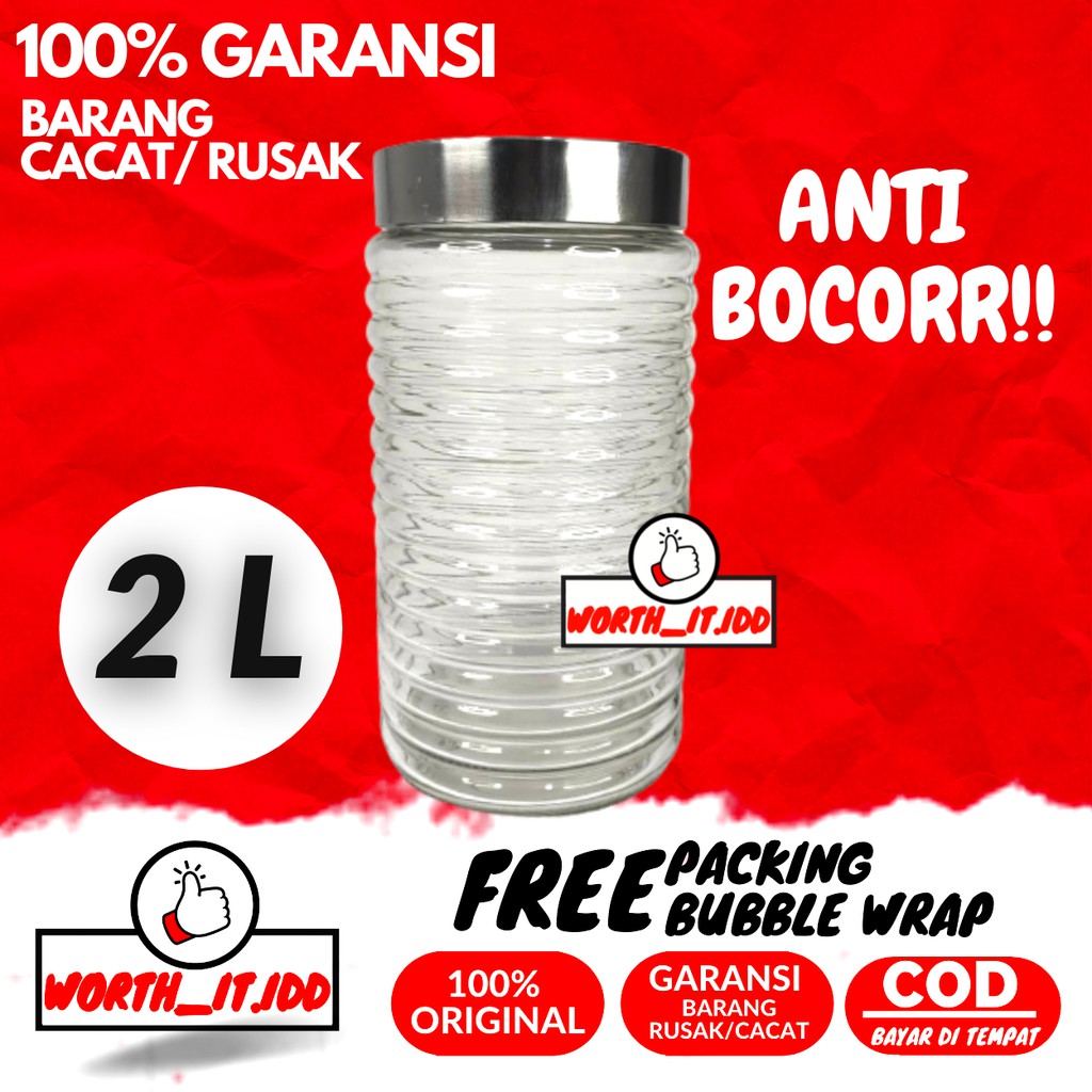 Jual TOPLES KACA 2 LITER TABUNG TEMPAT PENYIMPANAN MAKANAN MINUMAN ...