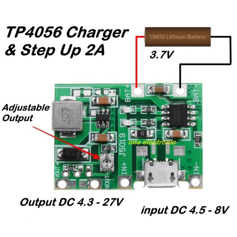 Jual Modul UPS DC / Modul step up 2A / TP4056 Charge | Shopee Indonesia