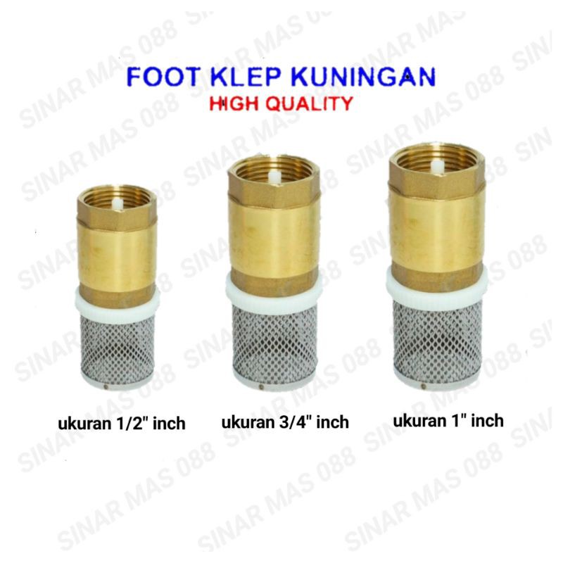 Foot Klep KUNINGAN Varian 1/2" 3/4" / 1" - Foot Valve Kuningan Saringan ...