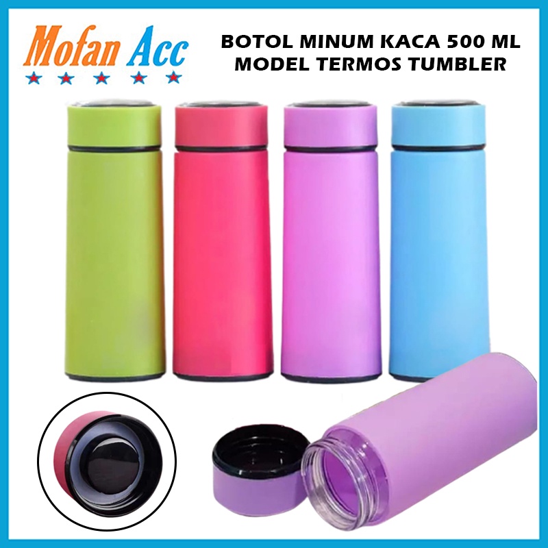 Jual Botol Air Minum Kaca 500Ml Cover Plastik - Model Termos Tumbler ...