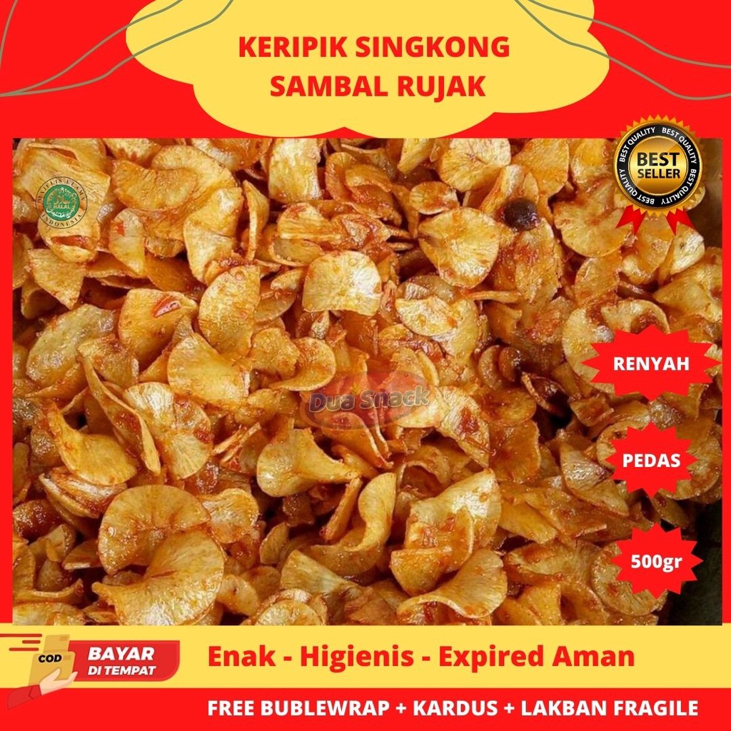 Jual Snack Makanan Ringan Cemilan Keripik Singkong Sambal Rujak 500gr ...