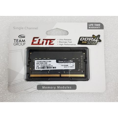 Jual TEAM ELITE 8GB DDR4 3200 RAM SODIMM - LIMITED LIFETIME WARRANTY ...