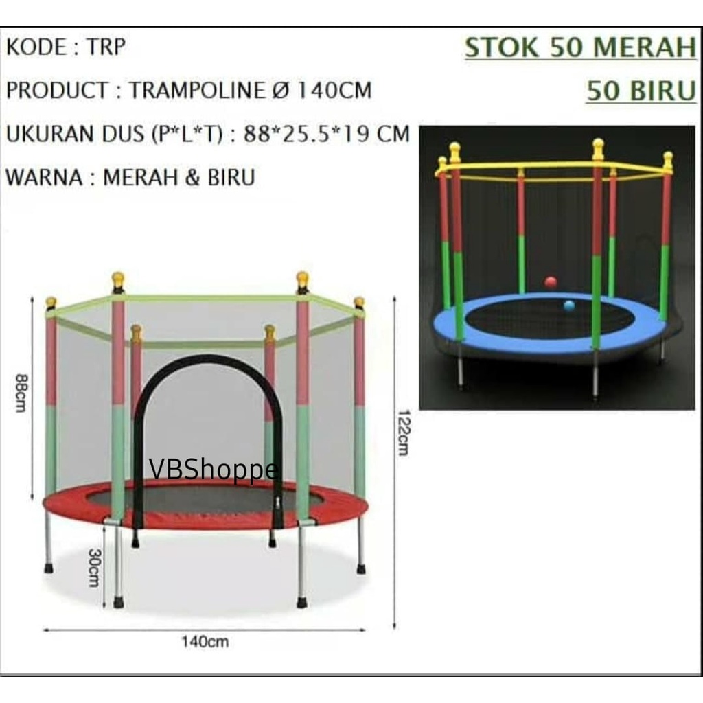 Jual Mainan trampolin jumbo lompat net jala diameter 140cm premium ...