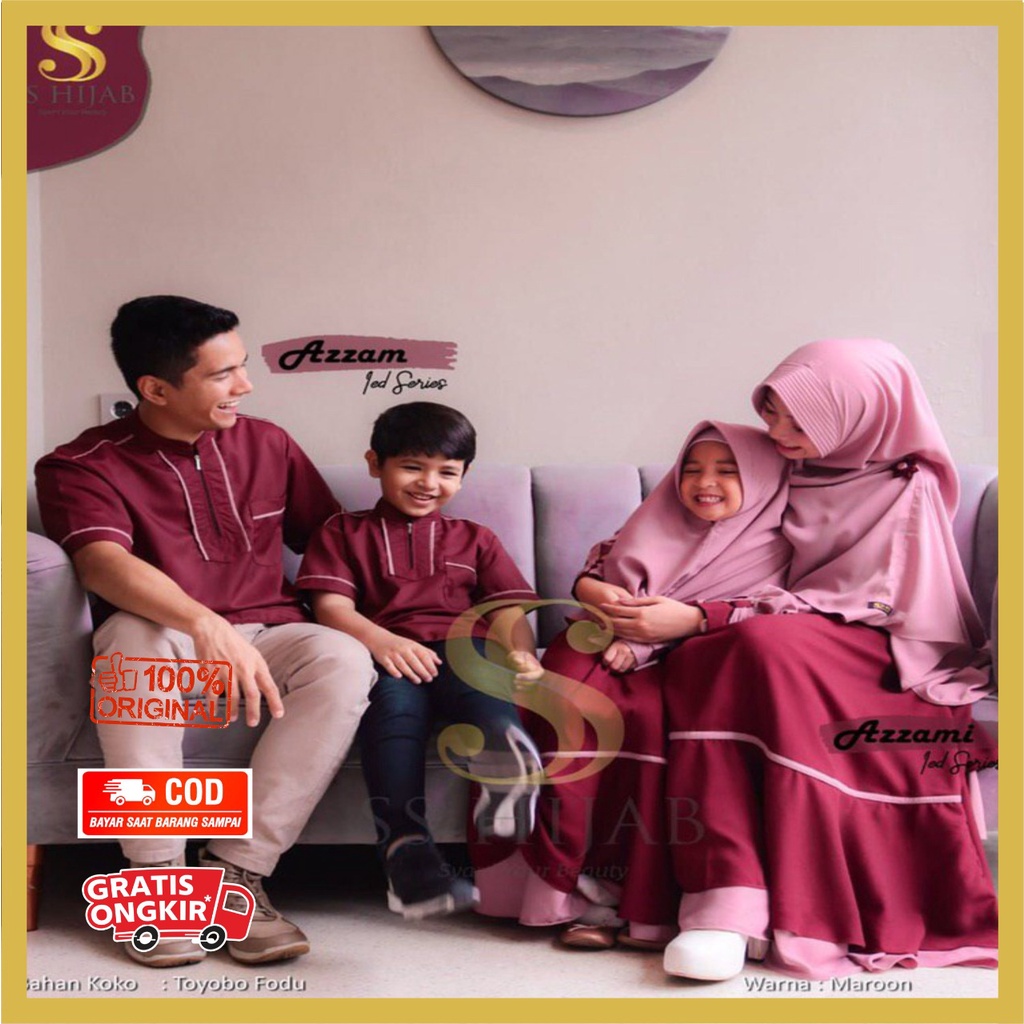 Jual SS HIJAB AZZAM AZZAMI MAROON SERIES // BAJU MUSLIM KELUARGA ...