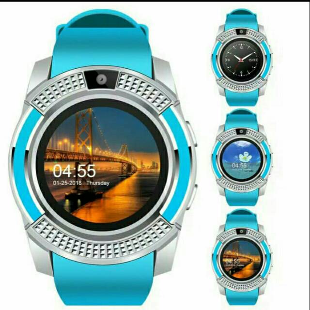 Jual Smartwatch V8 support WhatsApp bluetooth Sim Card Android | Shopee ...