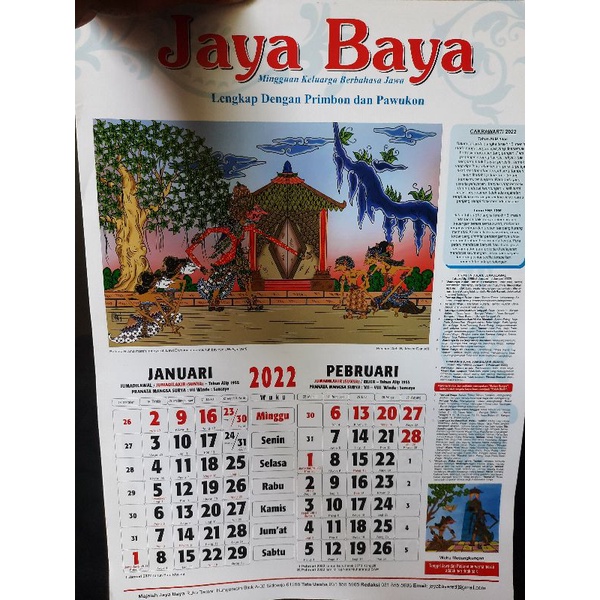 Jual Kalender Jaya Baya Lengkap dengan Primbon dan Pawukon Jawa ...