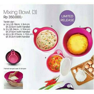 Jual Tupperware Mixing Bowl, baskom besar dan kecil 1 set isi 4 ...