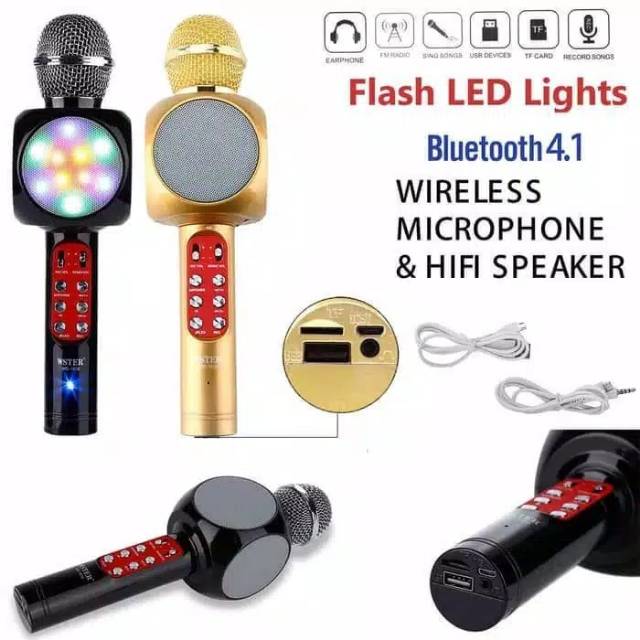 Jual Microphone Bluetooth Speaker Wster WS 1816 Nyala Lampu LED | Shopee Indonesia