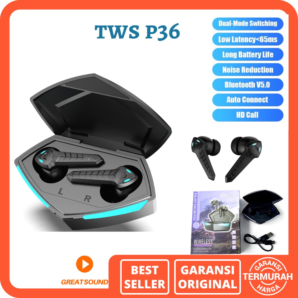 Jual Tws Gaming P36 Headset Bluetooth Gaming Headset Gaming Bluetooth