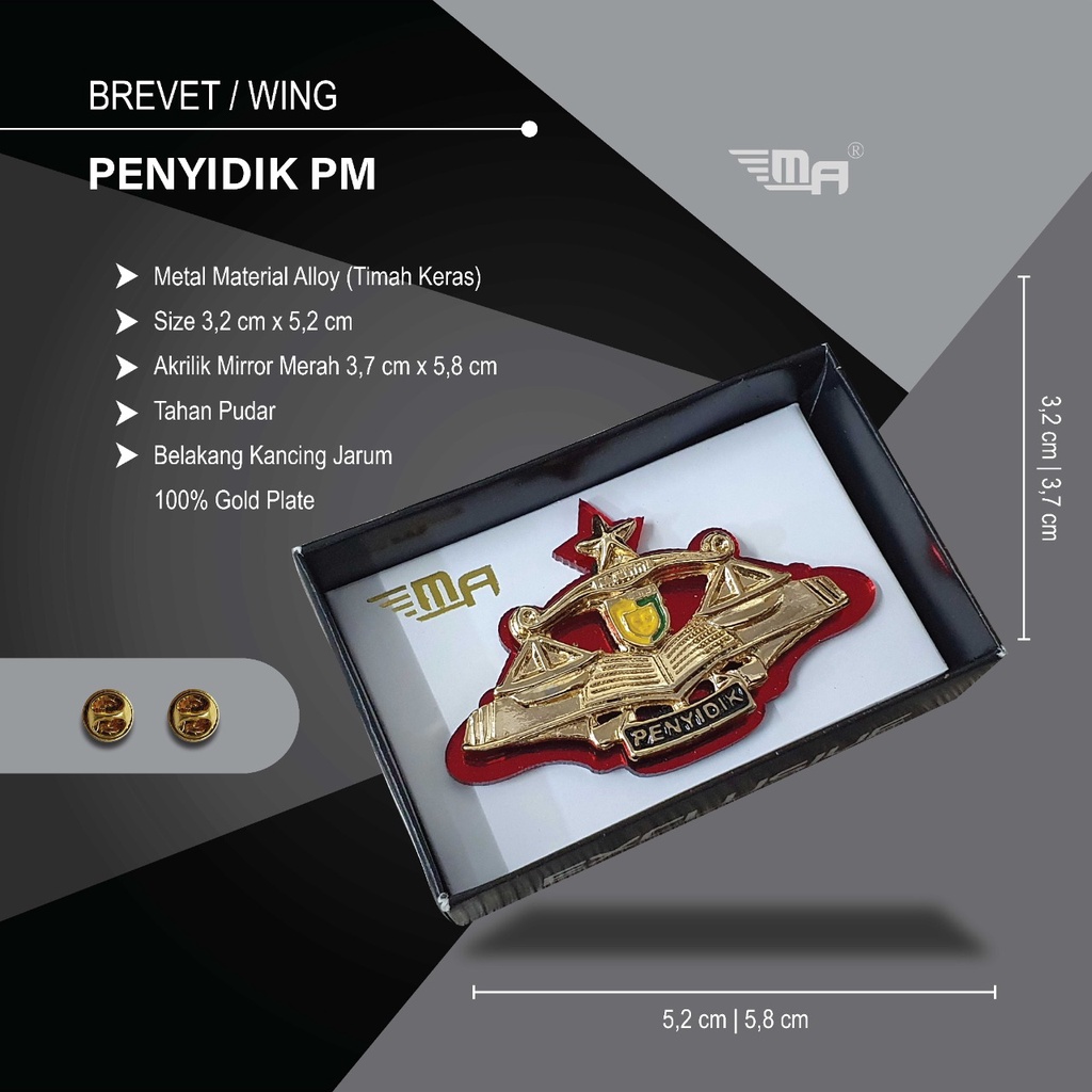 Jual WING PENYIDIK PM POLISI MILITER PDH BREVET BRIVET PIN PENYIDIK ...