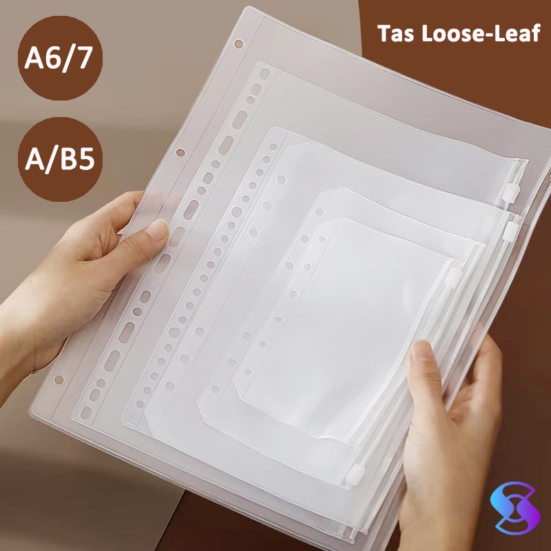 Jual A6/A7/A5/B5 6-hole Transparent Hand Book Bags / Japanese Hand account Book Loose-leaf ...
