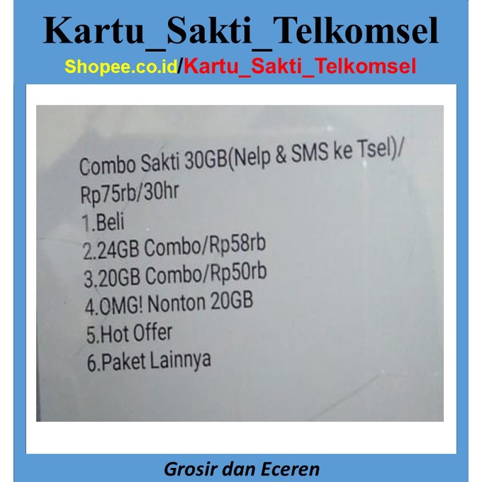 Jual KARTU SAKTI PERDANA 30GB /75000 30 HARI COMBO TLP DAN SMS | Shopee Indonesia