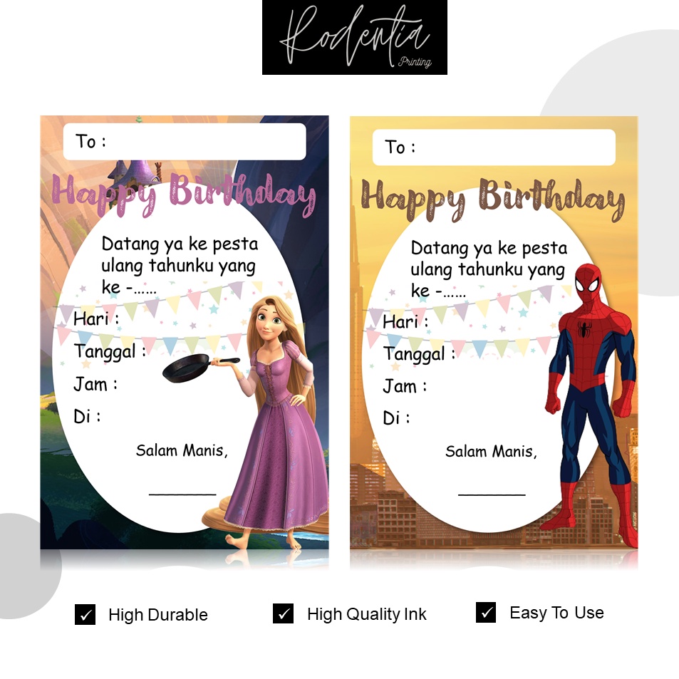 Jual Kartu Undangan Ulang Tahun Anak Karakter Birthday Invitation Card Vertical | Shopee Indonesia