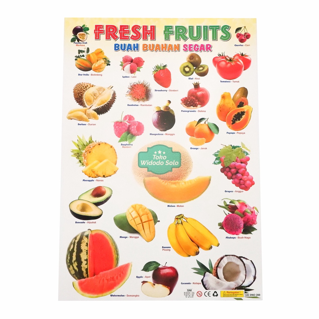 Jual Poster Edukasi Buah Buahan Segar 35x50cm - 1 Lembar | Shopee Indonesia