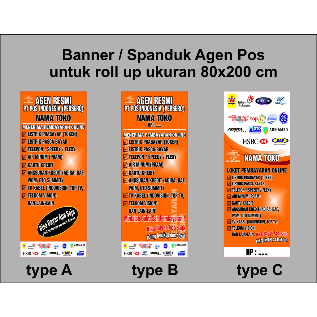 Jual Banner / Spanduk Agen Pos untuk stand roll up ukuran 80x200 cm ...