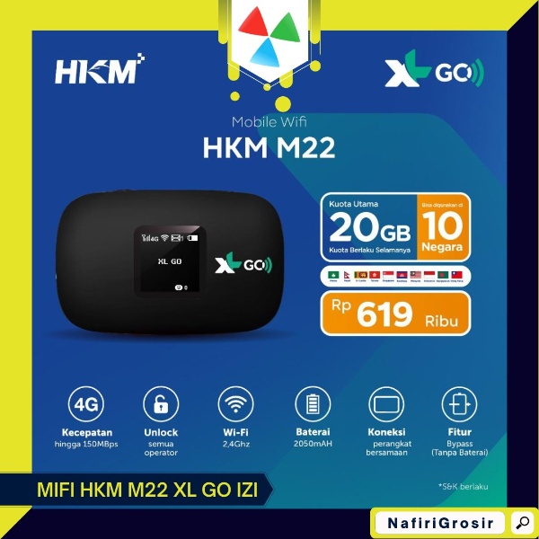 Jual MODEM MIFI HKM M22 XL GO IZI 4G LTE FREE 20GB BYPASS UNLOCK VERSION | Shopee Indonesia