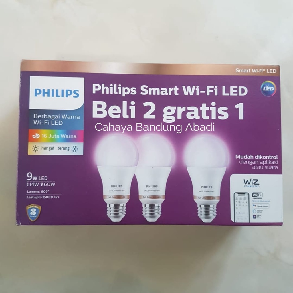 Jual Lampu Philips Smart Wifi paket Multipack 9 Watt RGB 16 juta Warna ...