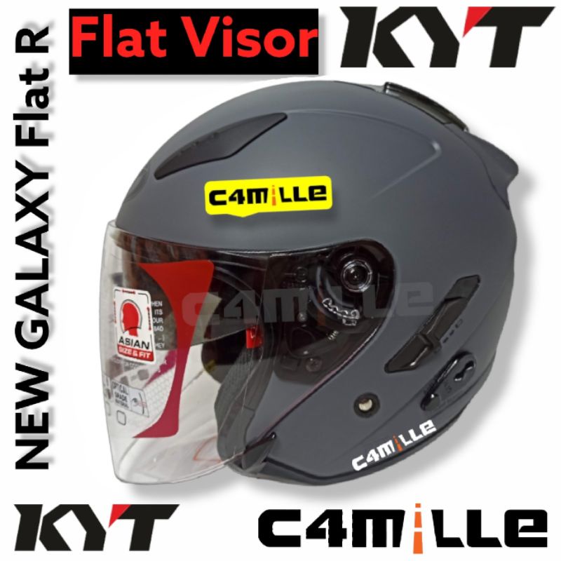 Jual HELM KYT GALAXY FLAT R SOLID MATT GORILLA GREY DOUBLE VISOR HALF ...