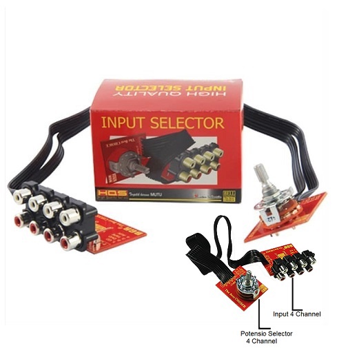 Jual Kit Audio Input Selector Input 4 RCA 1 Output 4 Channel Rotary ...
