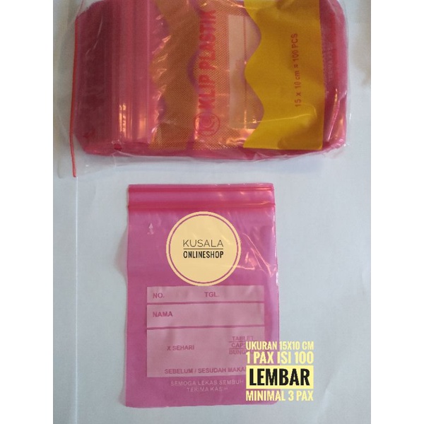 Jual plastik obat ukuran 15x10 warna merah/plastik klip jumbo/plastik ...