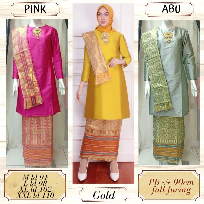 Jual SET KEBAYA MODERN TAFFETA/TAFETA SELENDANG SONGKET BAJU KURUNG | Shopee Indonesia