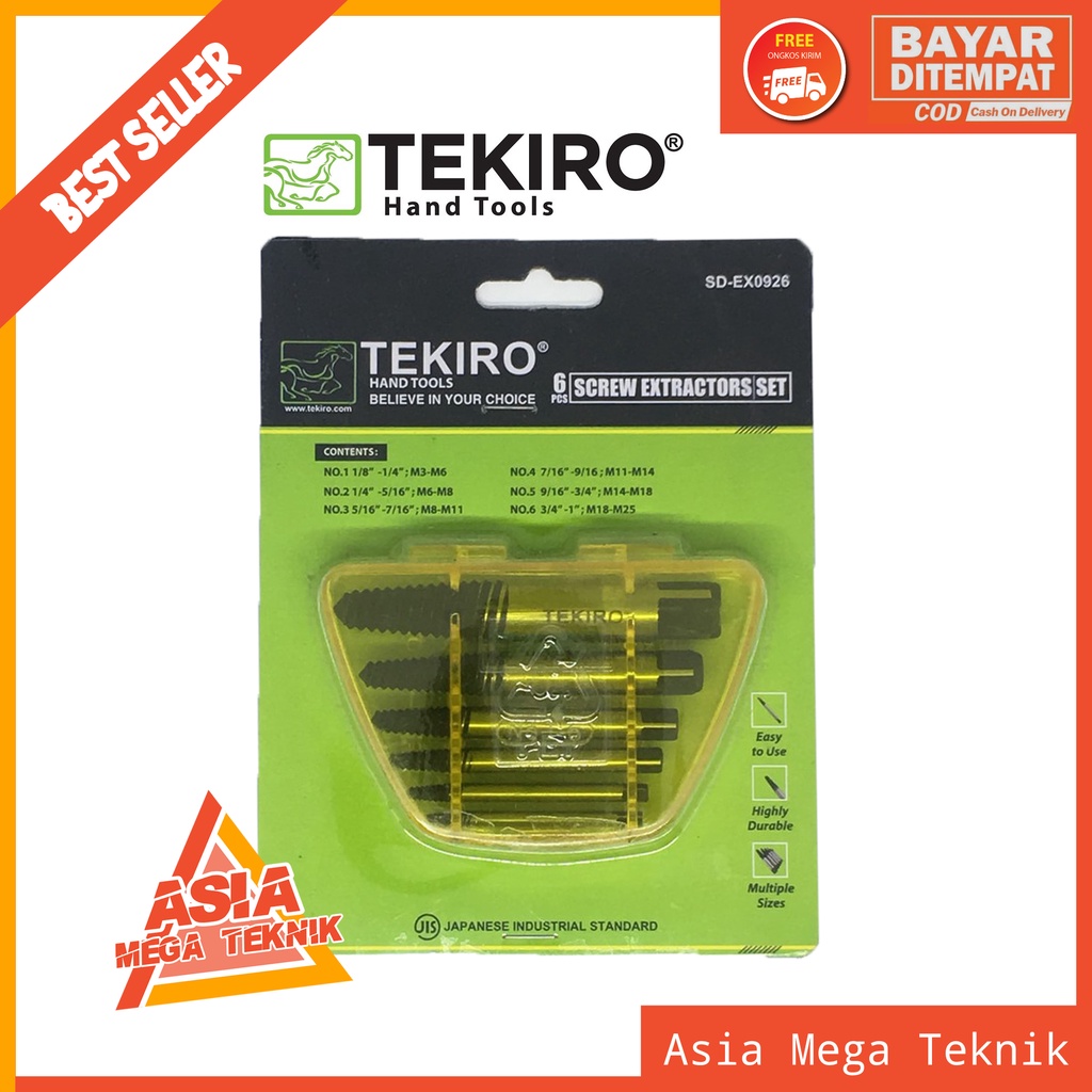 Jual TERMURAH BISA COD !!! Screw Extractor Tekiro Set 6 pcs Hand Tap ...