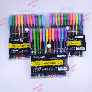 Jual Pen warna warni neon color 12 warna - bolpen warna warni ...