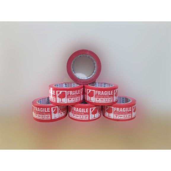 Jual Lakban Fragile Merah 100 Meter 48 MM, Lakban Jangan Dibanting ...