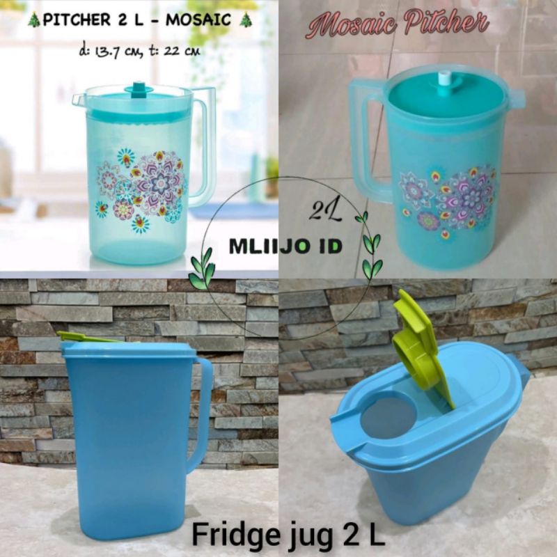 Jual Mosaic pitcher Fridge Jug Pitcher 2 Liter Teko Tupperware | Shopee ...