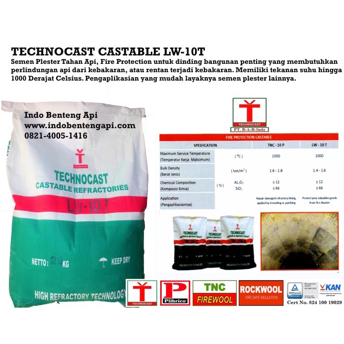 Jual LW-10T Semen Plester Tahan Api 25 Kg Technocast Castable | Shopee Indonesia