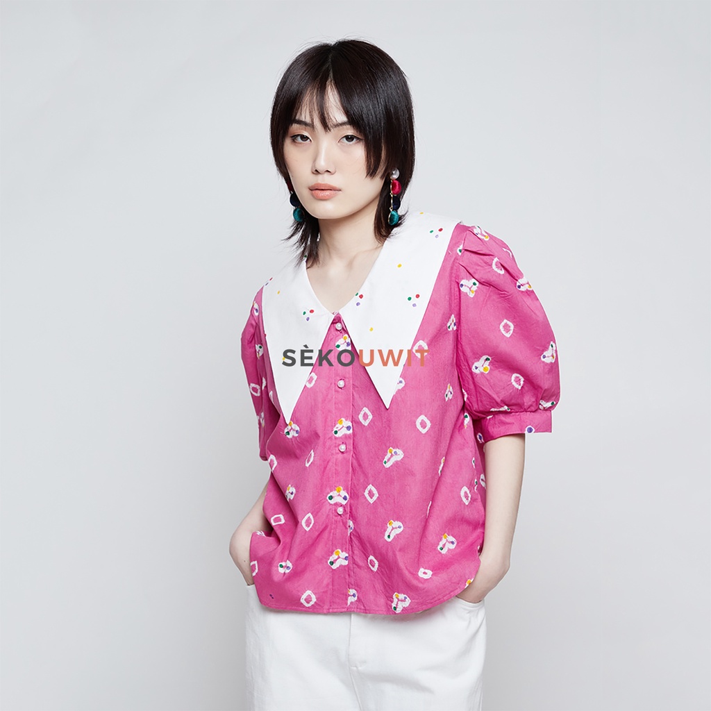 Jual Dahlia Batik Chelsea Collar Shirt / Kemeja Batik Jumputan In Pink ...