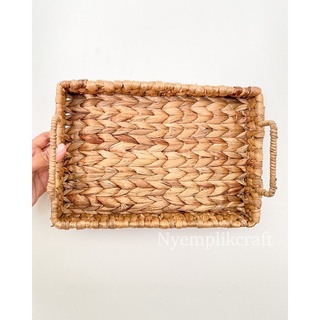 Jual tray anyaman handle besi, baki anyaman besi, tray aesthetic ...