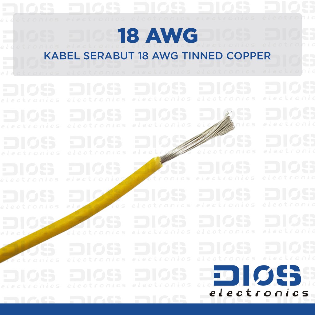 Jual Kabel 18 AWG Serabut Tembaga Putih / Tinned Copper KUNING (per meter) | Shopee Indonesia