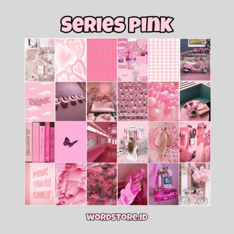 Jual Poster Dinding Aesthetic | Poster Dinding Pink ,Soft Pink | (16PCS ...