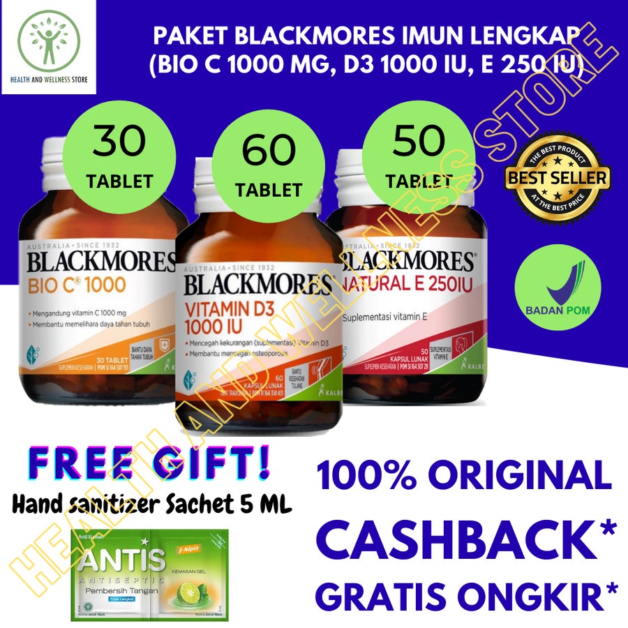 Jual BLACKMORES IMUN LENGKAP VITAMIN C 1000 MG VITAMIN D3 1000 IU VITAMIN E | Shopee Indonesia
