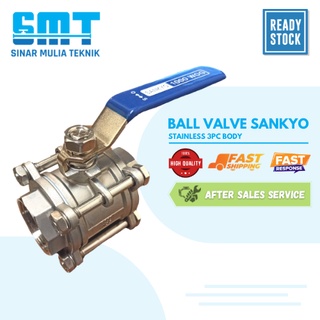 Jual kran air ball valve stainless steel 3pc sankyo 1 1/2" (inch) kon:Drat/SW | Shopee Indonesia