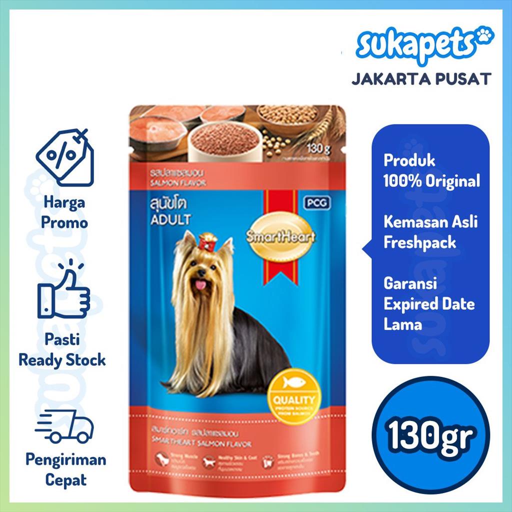 Jual SmartHeart Dog Pouch Salmon Makanan Anjing 130gr | Shopee Indonesia
