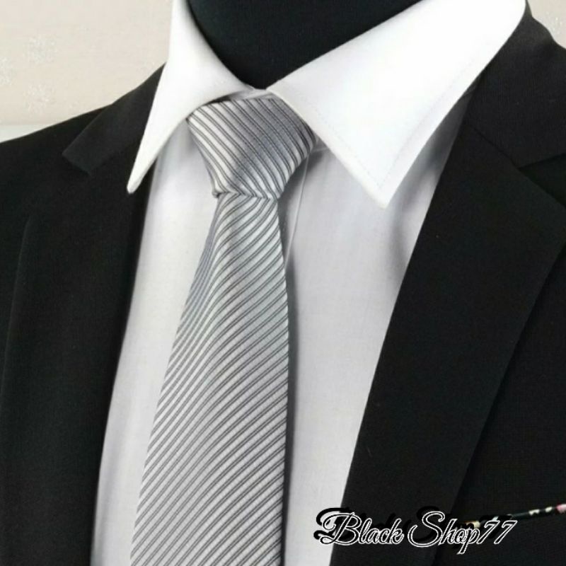 Jual Dasi Pria Dasi Panjang Salur Silver 3 Inchi 8 Cm | Shopee Indonesia