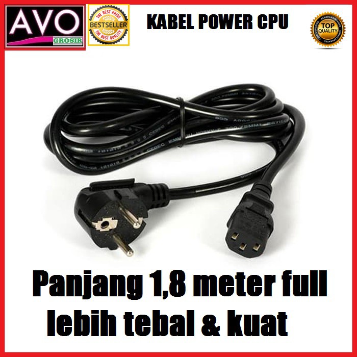 Jual kabel power komputer CPU proyektor adaptor tebal panjang 1.8 meter ...