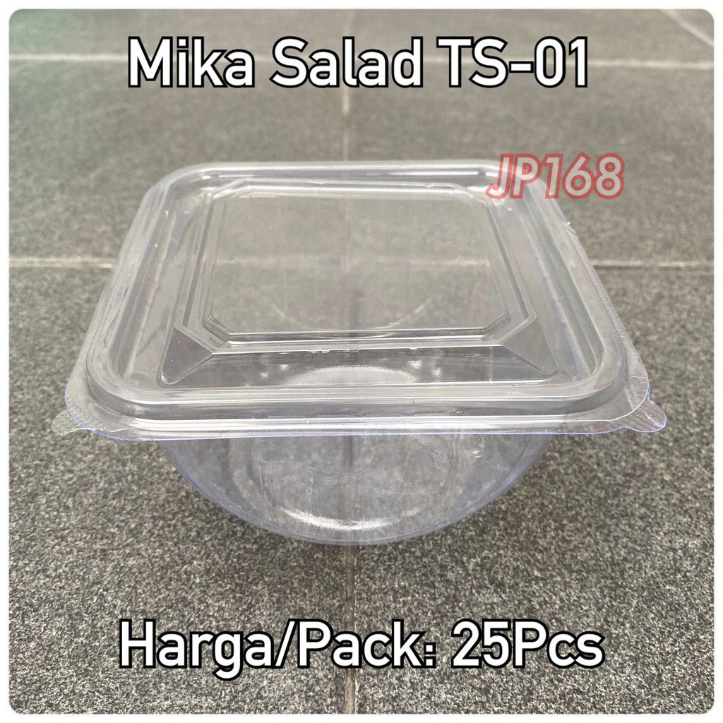 Jual (ISI 25) MIKA SALAD PLASTIK TS-01 - TRAY MANGKOK KOTAK BUAH BENING 500ML | Shopee Indonesia
