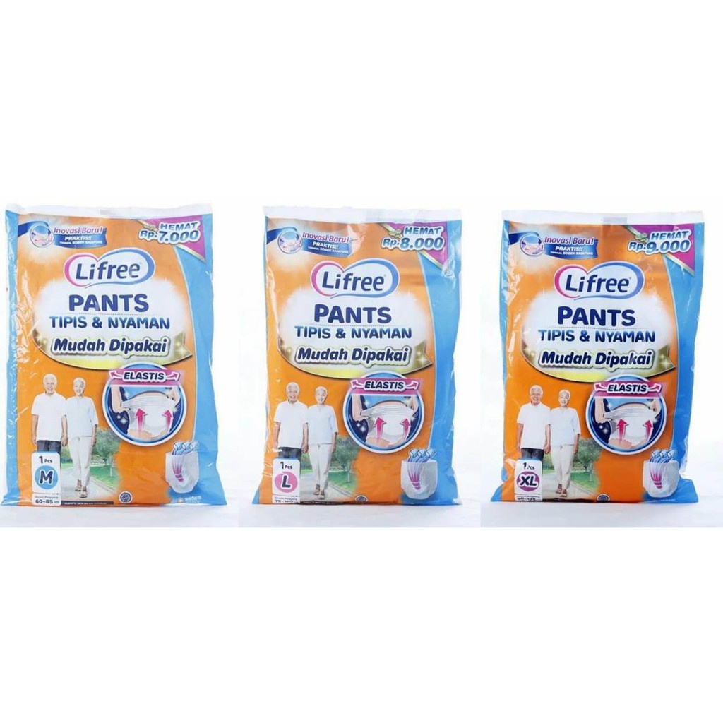 Jual LIFREE 1 Sachet - POPOK CELANA DEWASA TIPIS SATUAN SIZE M / L / XL - Popok Dewasa Lifefree ...